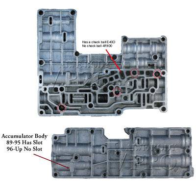Valve Body Pro Ford E4OD 1996-98, Main Valve Casting #F6, Accumulator ...